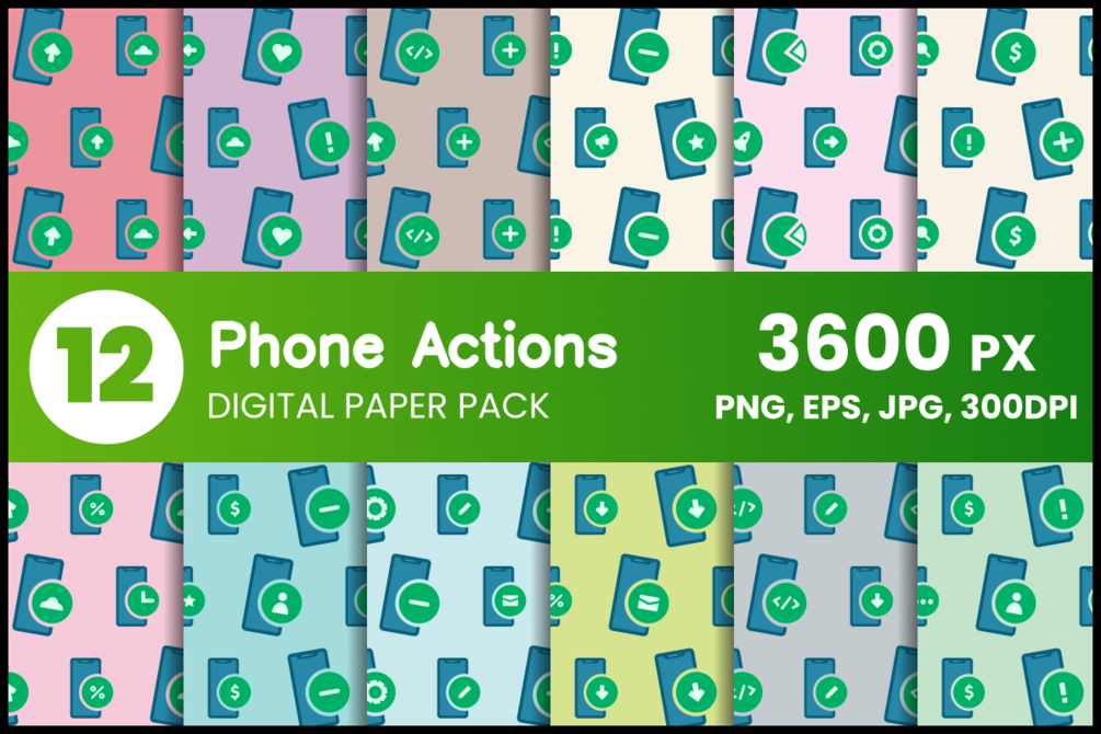 Phone Actions 12 Digital Paper Set
