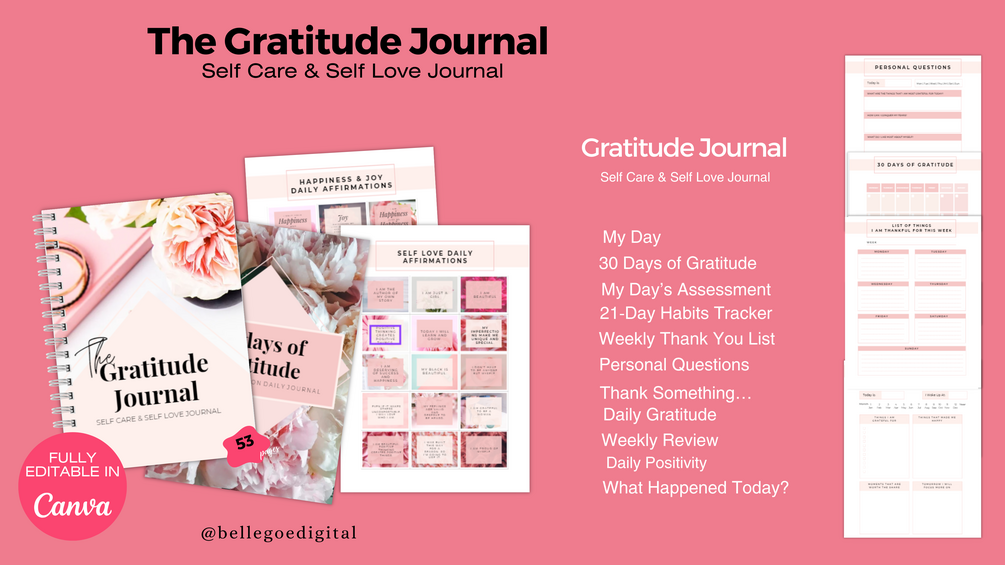 GRATITUDE JOURNAL: Self Love & Self Care Journal