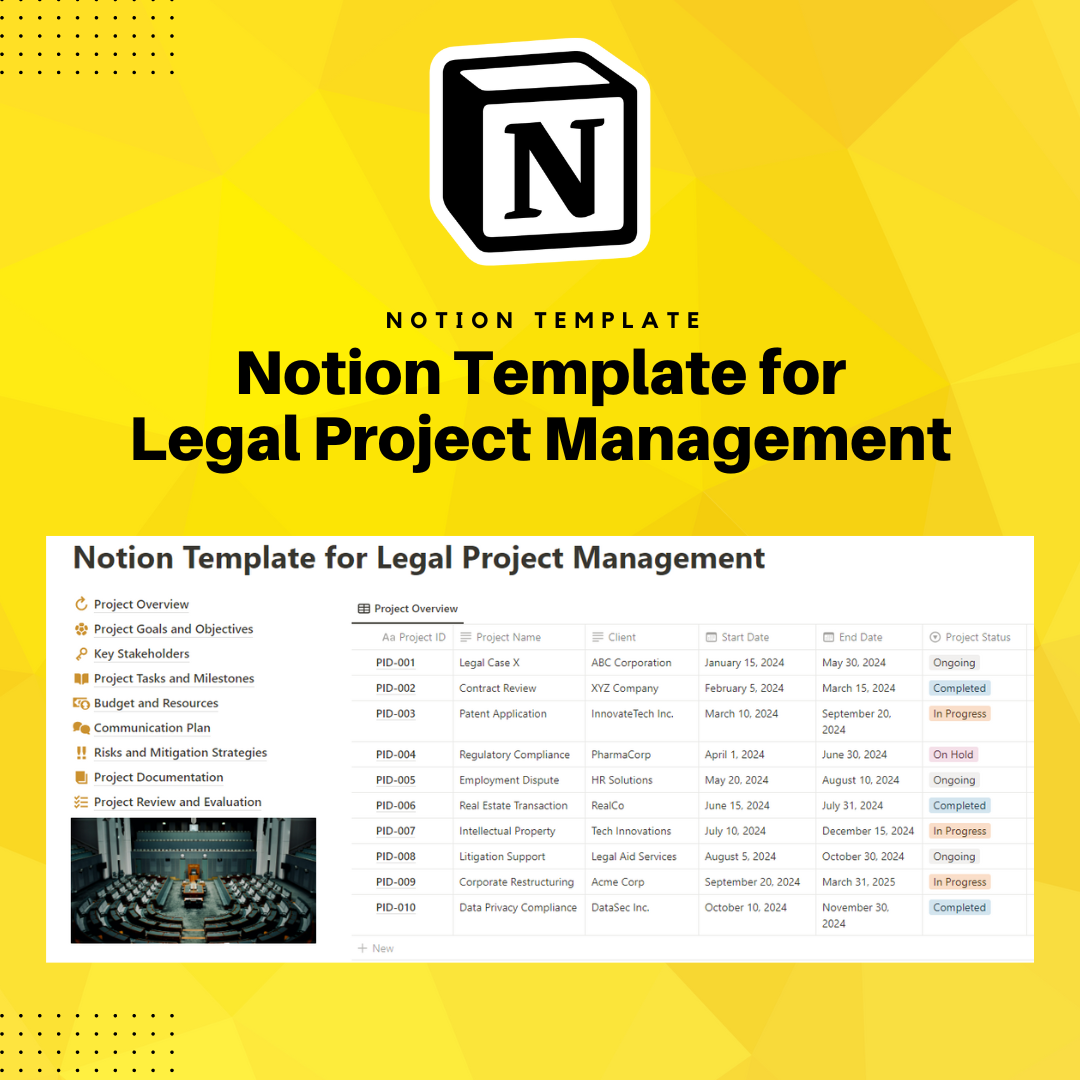 Notion Template for Legal Project Management - Hams AI Tech