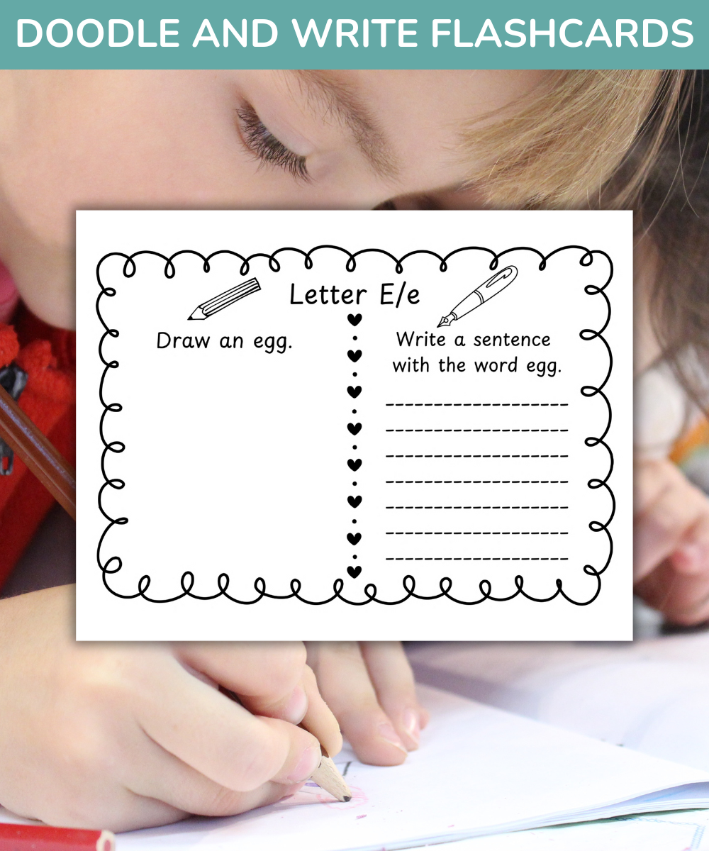 Doodle and Write Flashcards - Set of 26 - Commercial Use Allowed