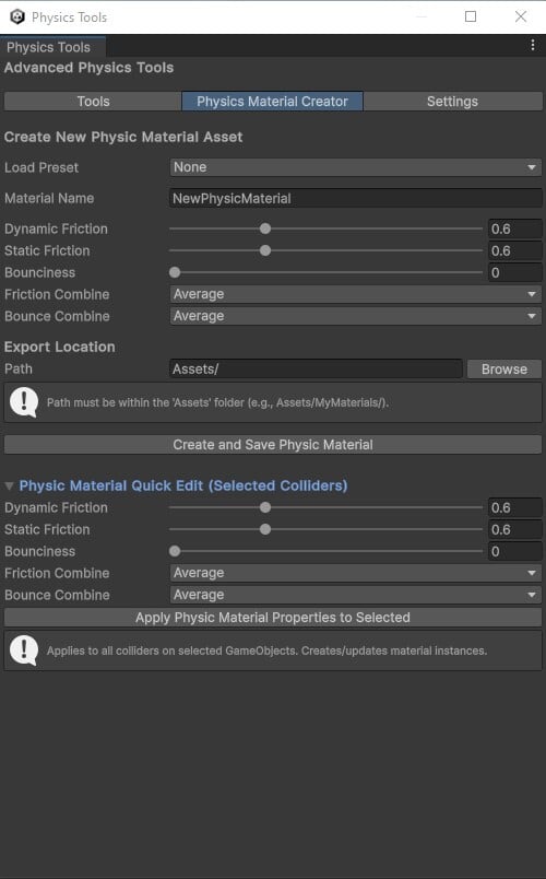 Unity3d - Physics Tools