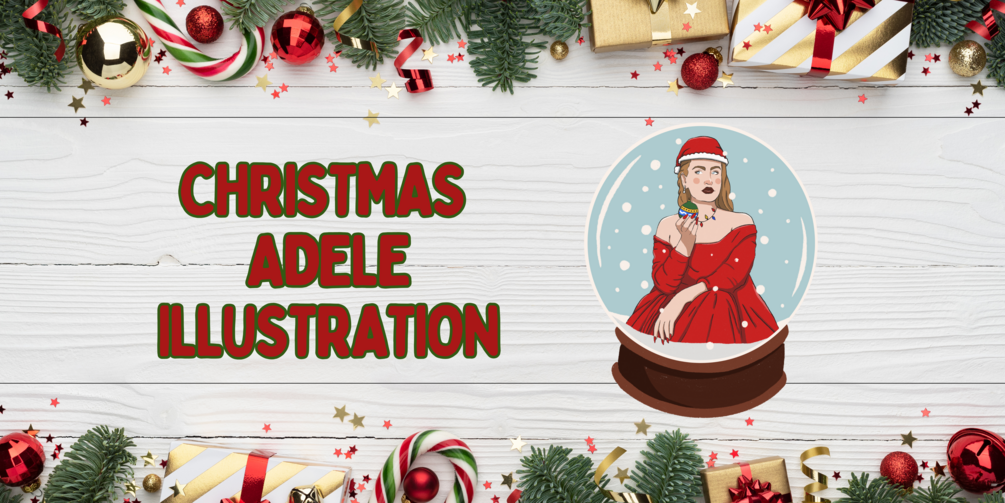 Christmas Adele in snowball illustration