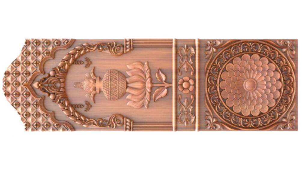 CNC Carved Religious Intricate Lotus and Floral Door Design