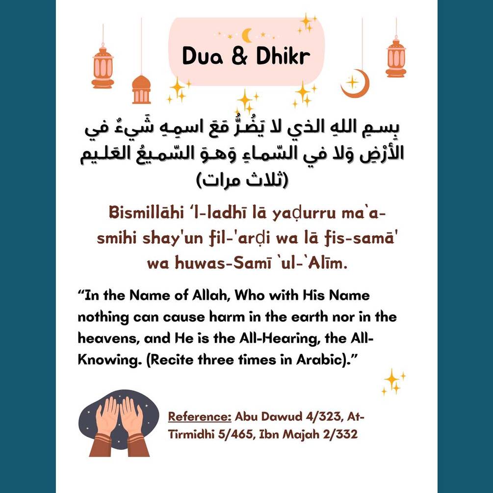 31 Daily Duas & Dhikr From Quran and Sunnah. Islamic Affirmations for Peace