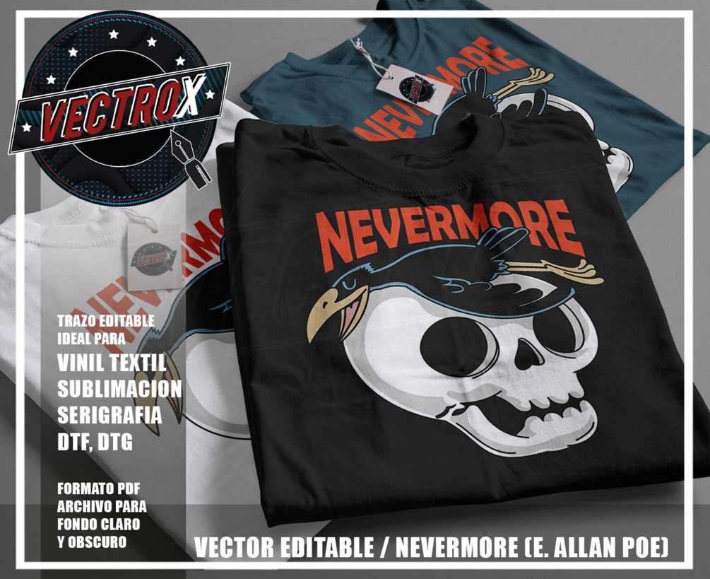 Vector Editable - Nevermore (Edgar Allan Poe)