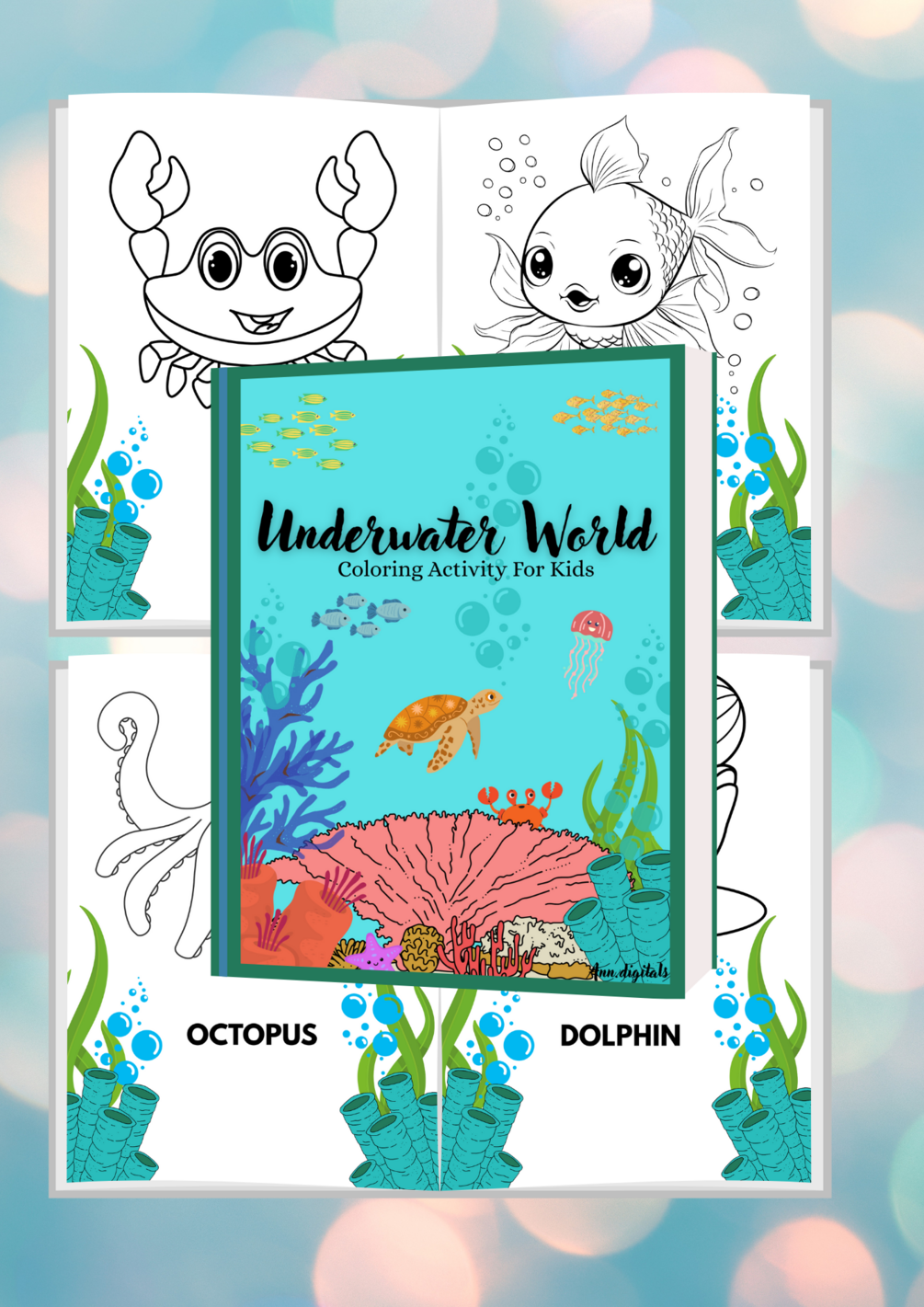Printable Underwater World Coloring Activity Busy Book | Ann.digitals