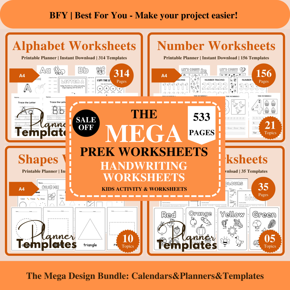 The Mega Design Bundle: Preschool Handwriting Worksheets, Preschool ...