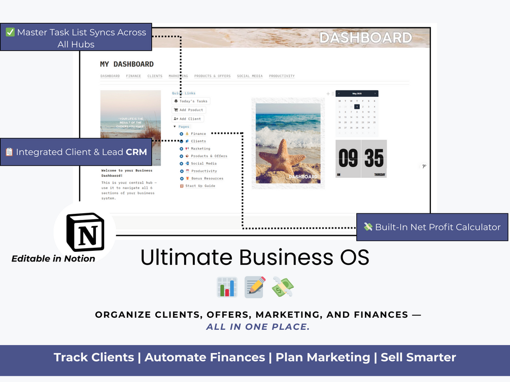 Ultimate Business OS | The All-in-One Notion Dashboard for Solopreneurs & Creators