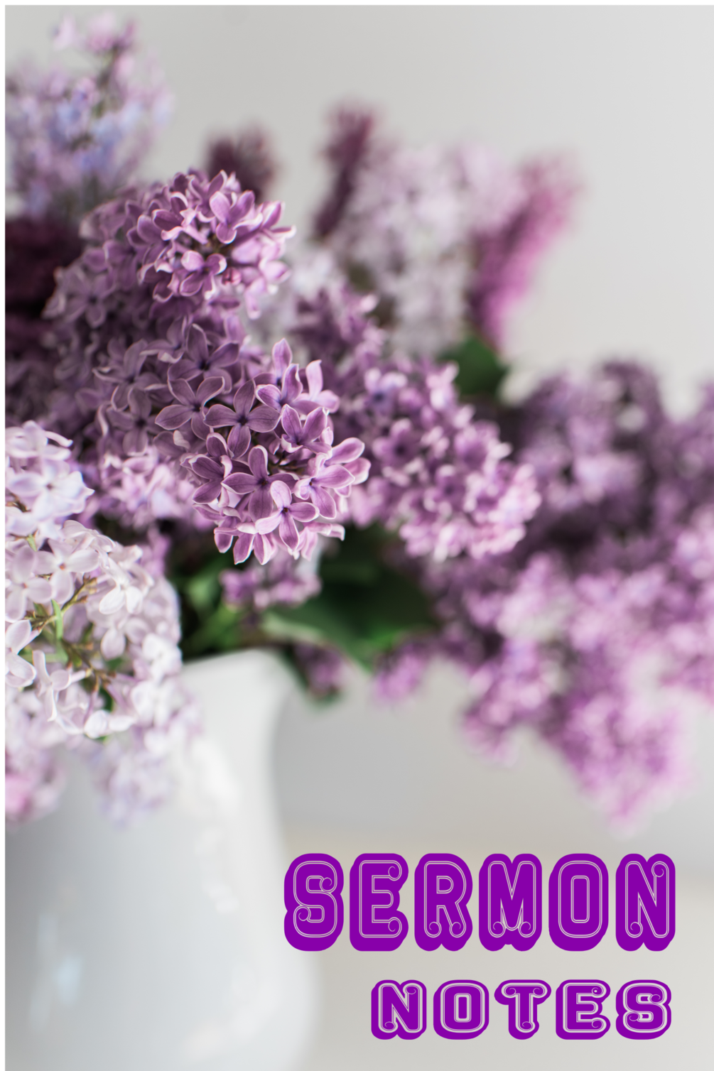 Sermon Notes Journal - Purple Flowers in Vase Design