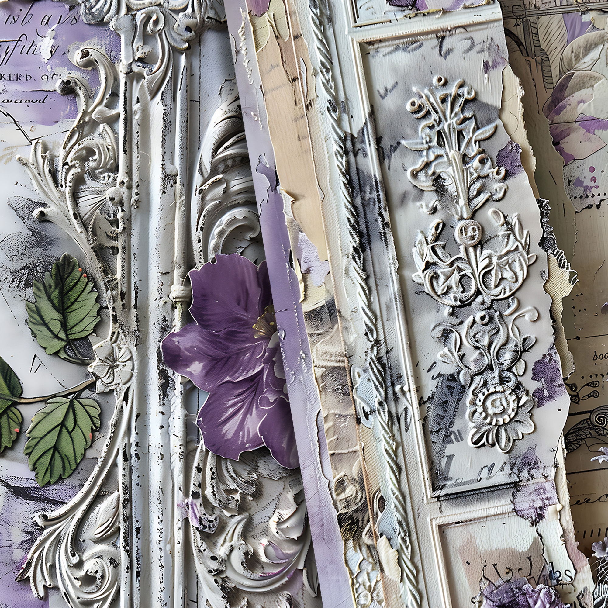 20 pc Purple Collage Paper Mixed Media Printable Junk Journal Half ...