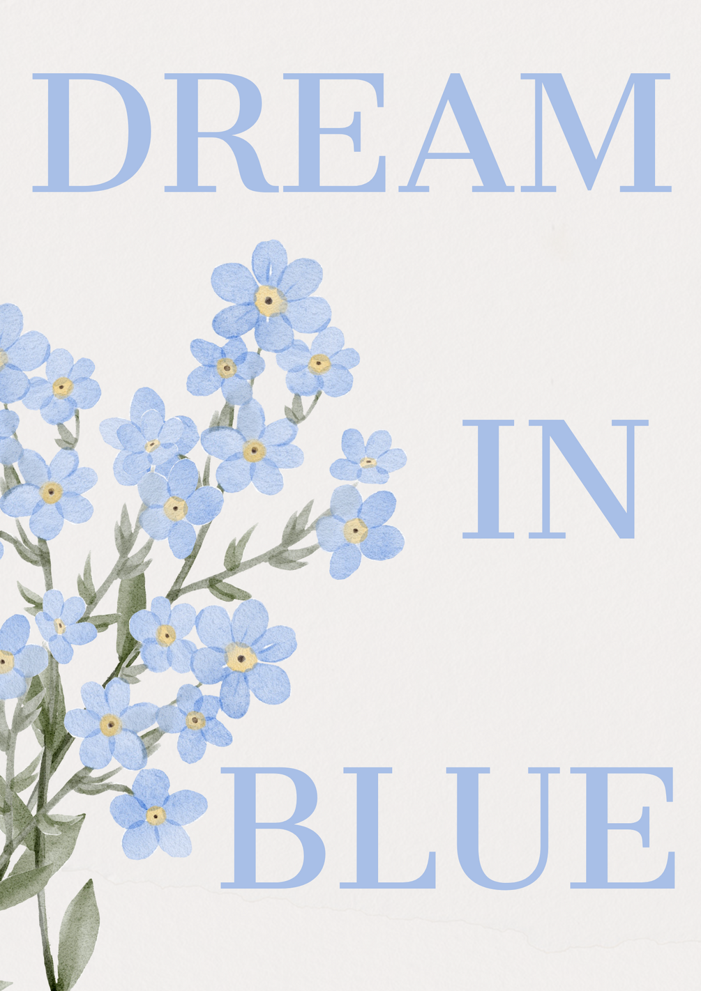 Digital Poster/Flowers/Blue/Aesthetic