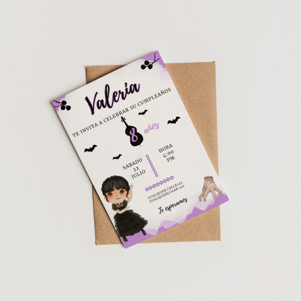 Addams Wednesday Birthday Invitation Template, Wednesday Digital ...