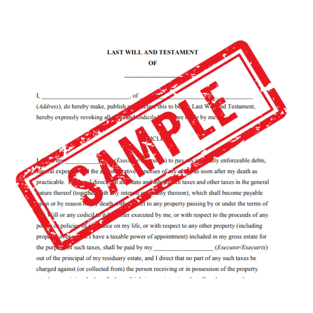 LAST WILL AND TESTAMENT LEGAL FORM 11 Pages
