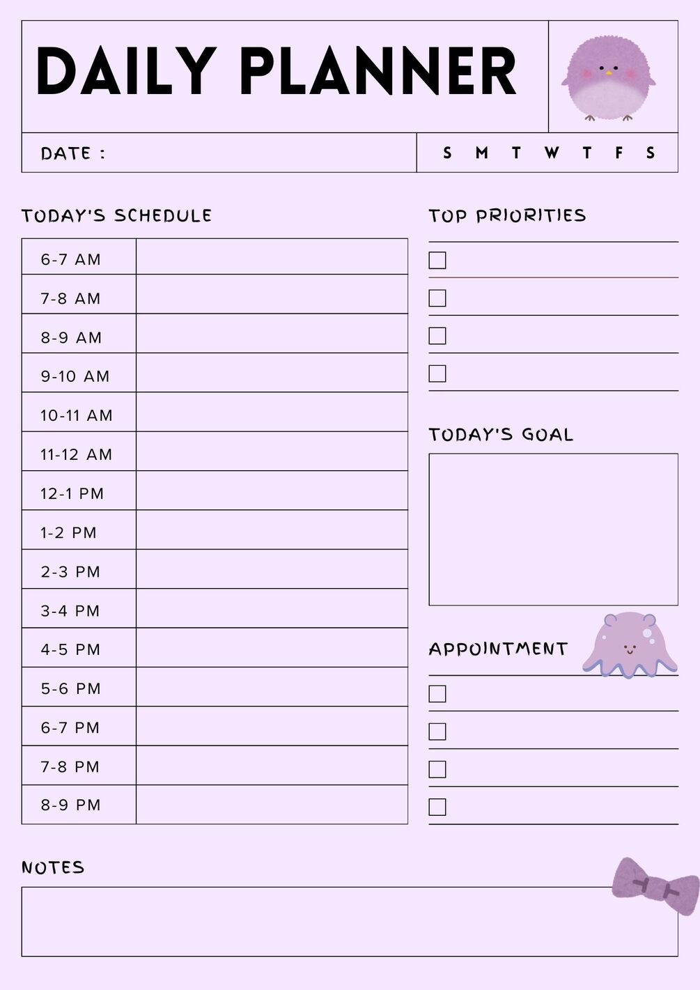 Minimalist Daily Planner (Printable) – 3 Pastel Colors
