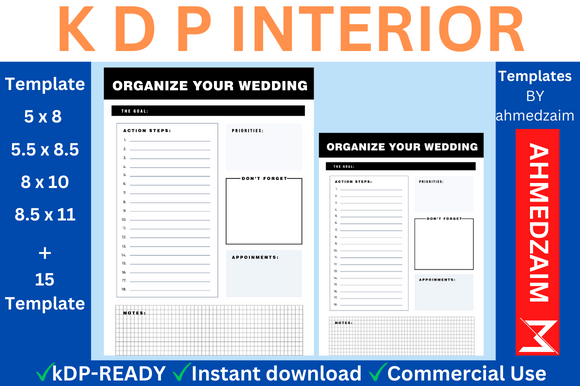 ORGANIZE YOUR WEDDING DAILY PLAN AND MONTHLY PLAN KDP InteriorTemplate ...