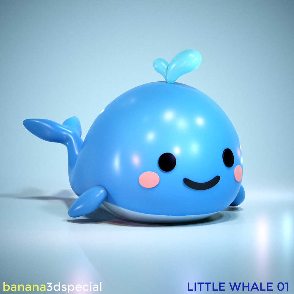 Cute Chibi Little Whale Pet - For 3D Printing