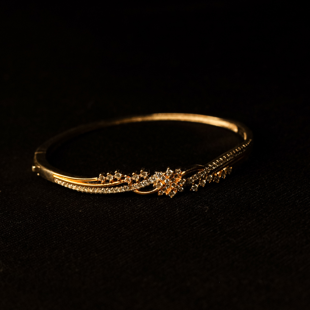 Gold Plated Kada for girls (CODE: VSNCGPK001), Gold Plated Fancy, 925 Sterling silver.