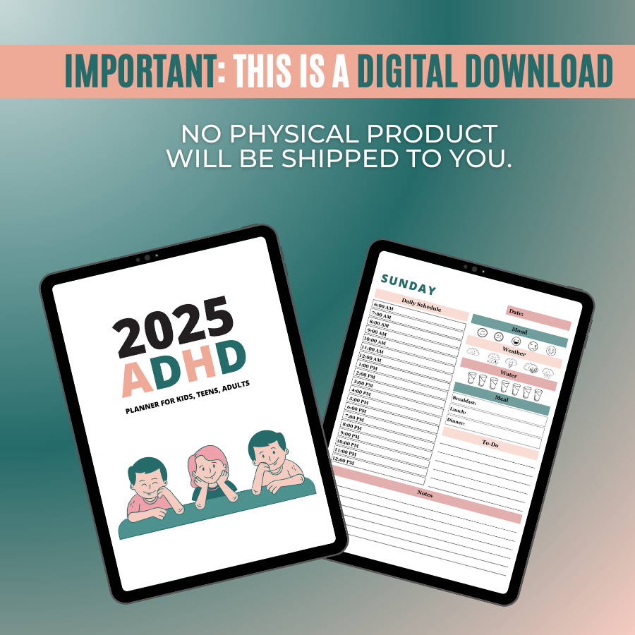 ADHD Life Planner 2025 for Kids Teens Adults, PLR with reseller rights ...