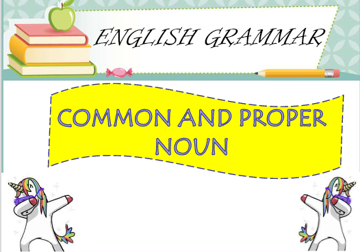 Common and Proper Nouns for Power Point Slides and PDF Worksheets