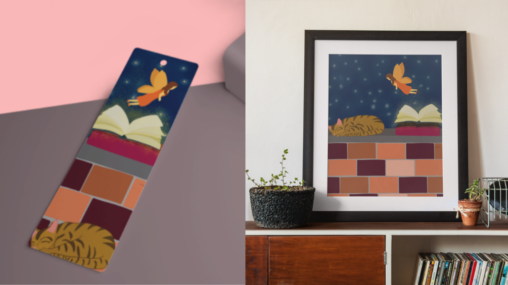 Magical Night Fairy & Book Wall Art and Bookmark Set – Printable Art ...