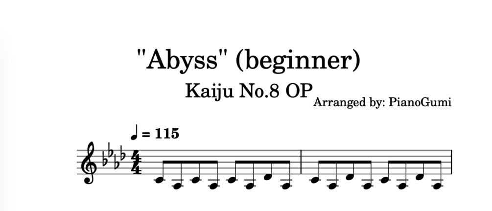 Kaiju No. 8 OP - "Abyss" - BEGINNER Piano Sheet Music