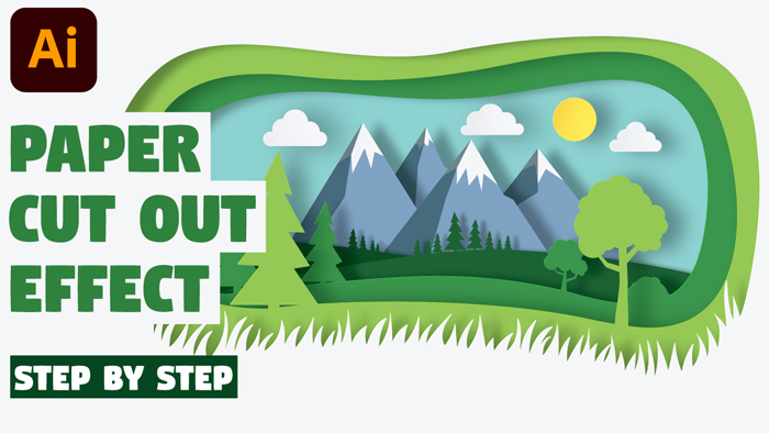 Landscape with Paper Cut Out Effect