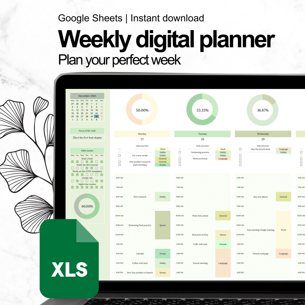 User-friendly Google Spreadsheet Weekly Tracker & Task Management ...