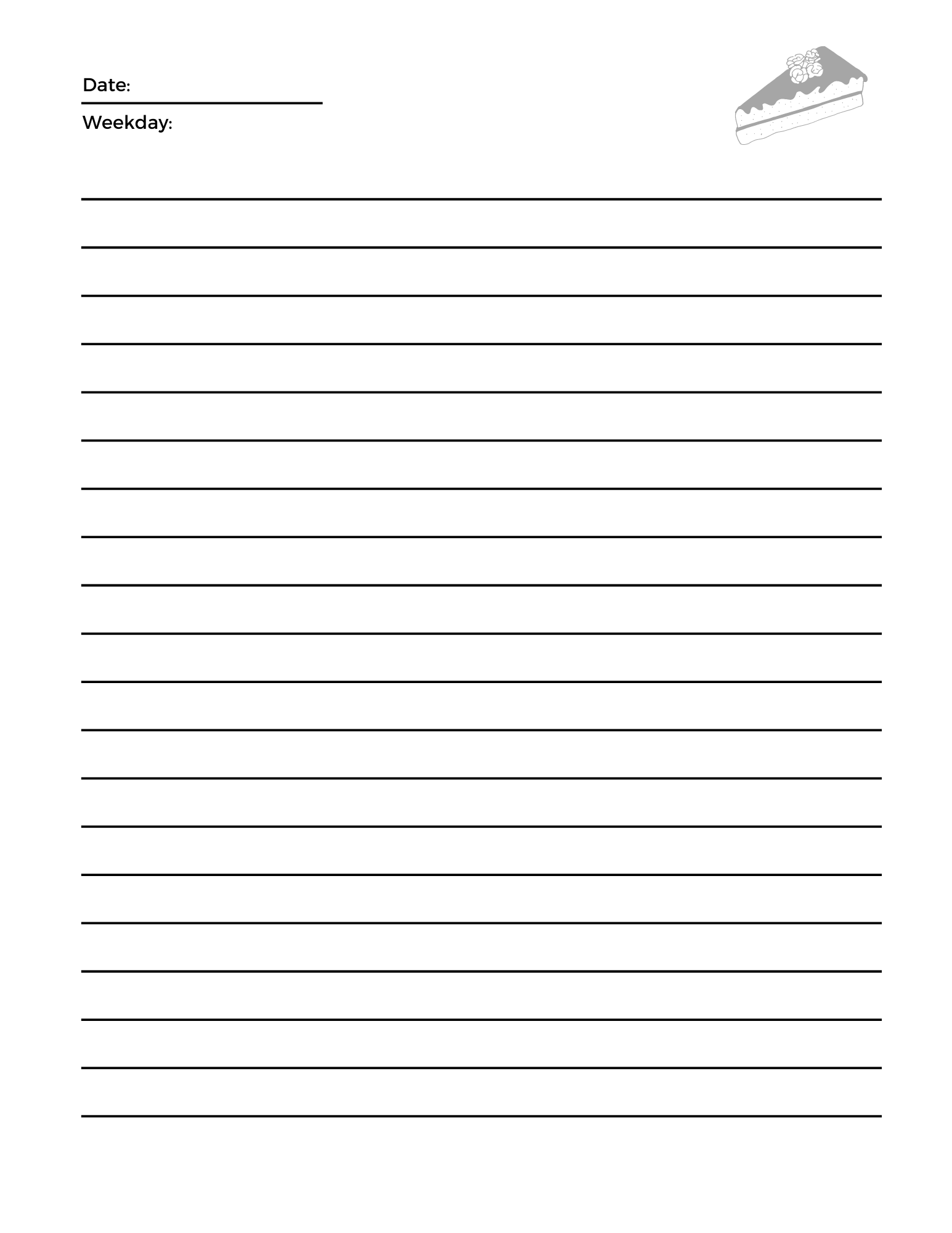 Free Lined Journal KDP Interior Template with Cake Clipart