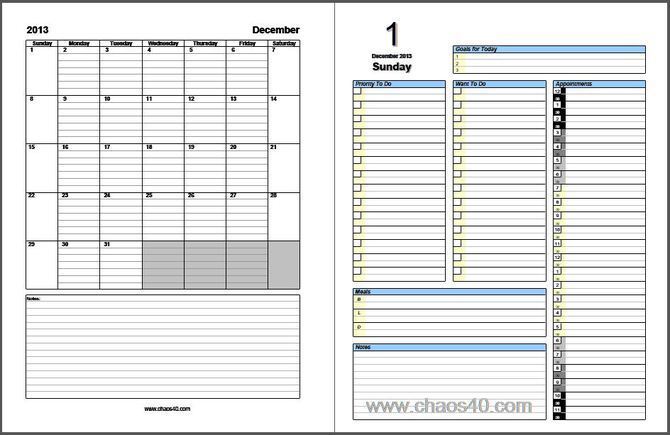 Free Download - December 2013 Daily Calendar