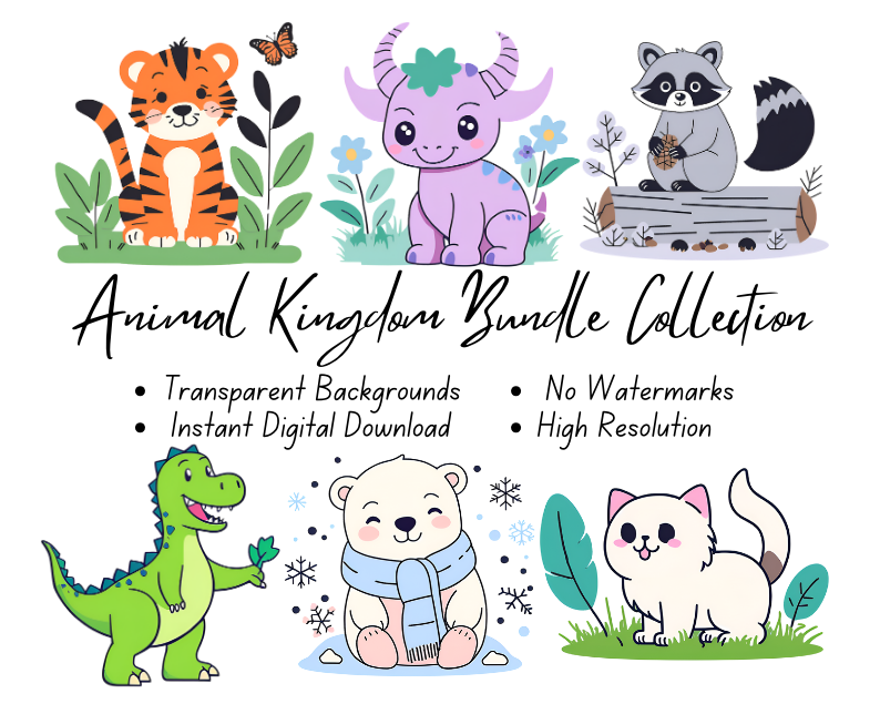 Animal Kingdom Clipart Bundle Collection | 12x12 Inches | High ...