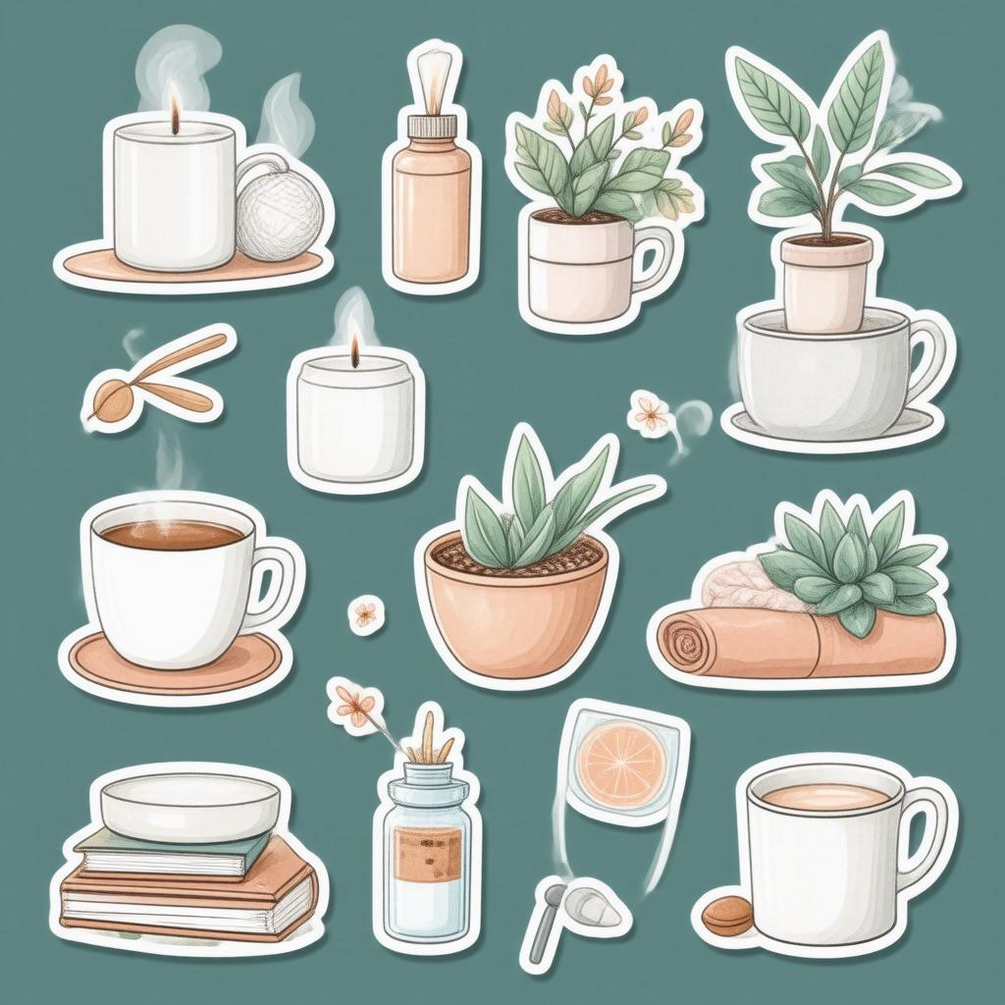 Minimalist Self-Care Digital Sticker Pack - Unique Cozy Object Design ...