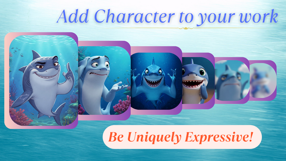 Expressive Animated Sharks - 23 Image(AI) Set