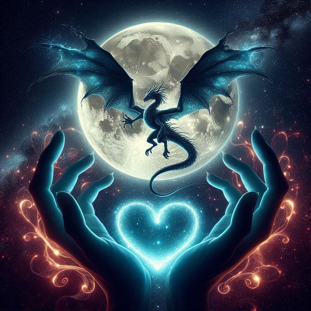 Cosmic Summoner – Majestic Blue Dragon Digital Art