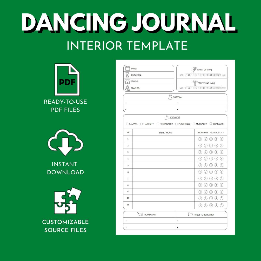 Dance Journal KDP Interior Template for Low-Content Book