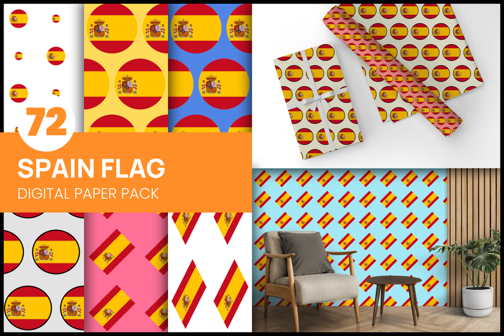 Spain Flag Seamless Patterns