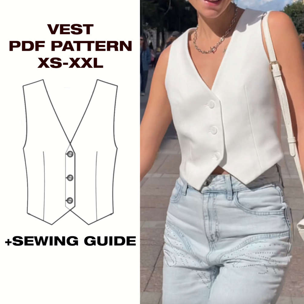 Women's Classic Vest Sewing Pattern | Fitted Buttoned Vest | DIY ...