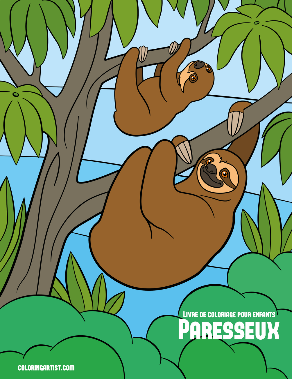 Livre de coloriage pour enfants Paresseux