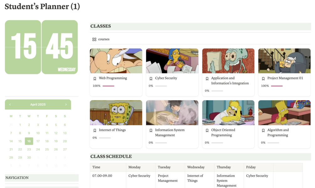 Simple Student Planner Template