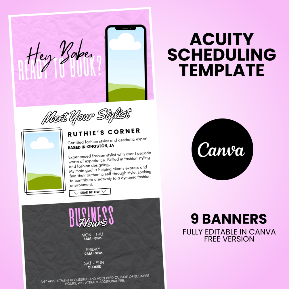 Pink and Black Acuity Scheduling Site Canva Template | Booking Site ...