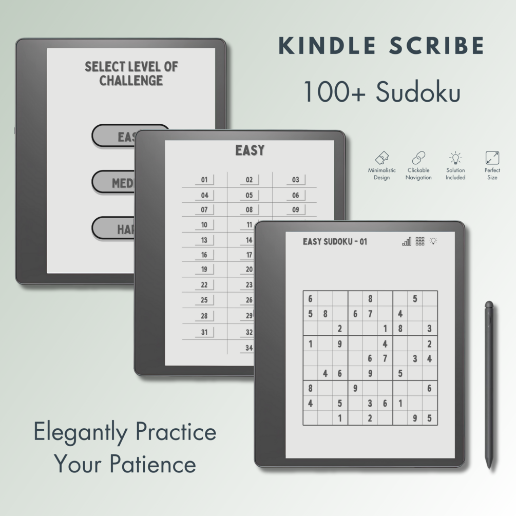 Kindle Scribe Sudoku - 100+ Brain Teasers, Part of Our PREMIUM Kindle ...