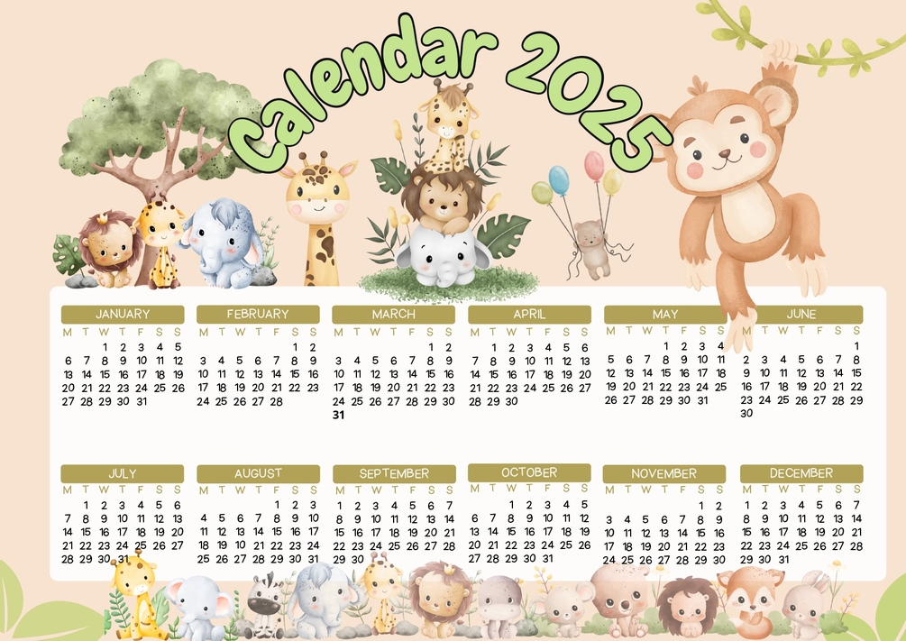 CALENDAR 2025 ANIMALS