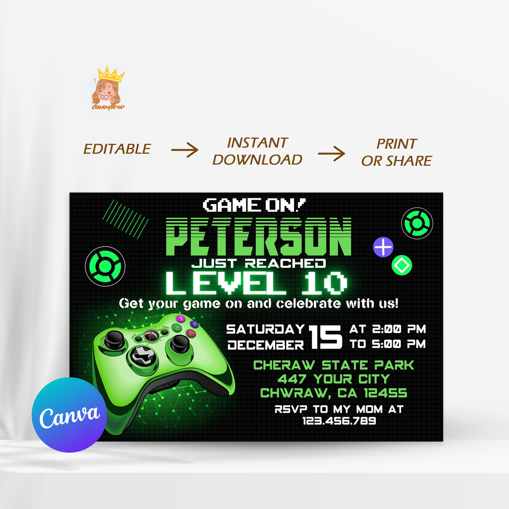 Personalized Video Game Party Invitation | Editable Instant Download ...