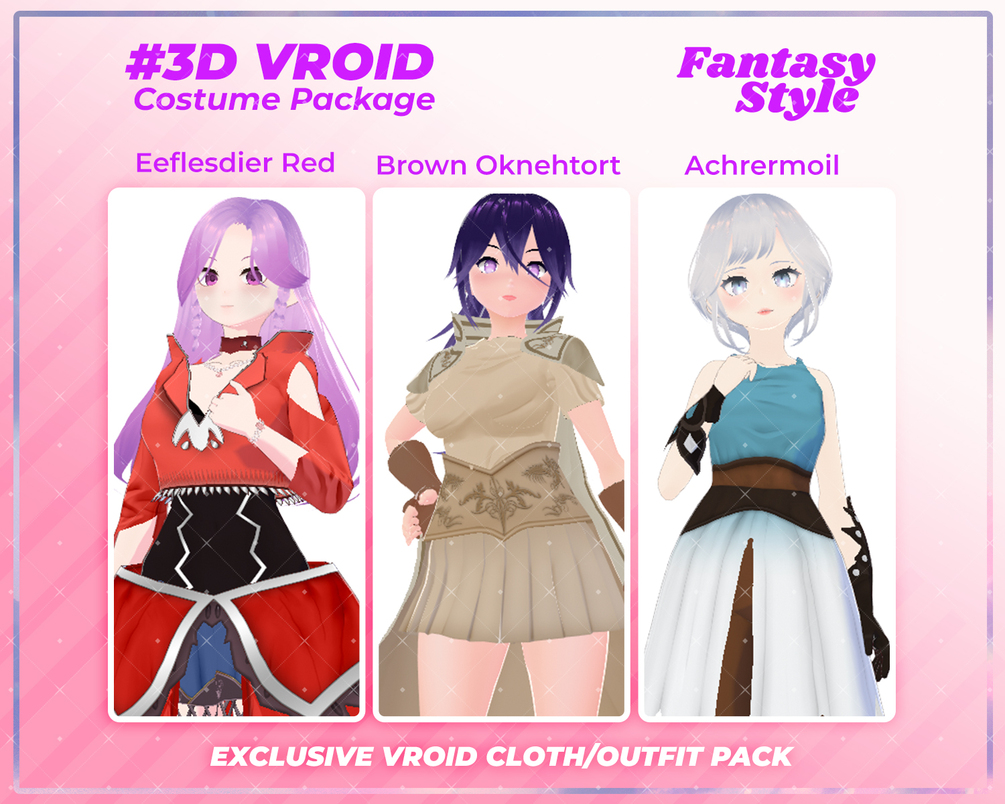 VRoid Clothing Pack, Vroid Assets, Vroid Outfit, Costume, 3d, Clothes ...