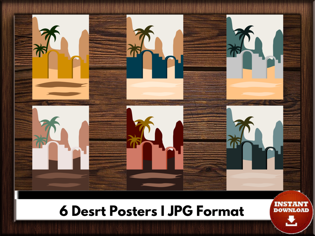 Set of 6 Watercolor Desert Prints, Nursery Wall Decor, Digital Download ...