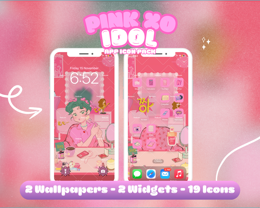 Pink XO Idol App Icon Pack