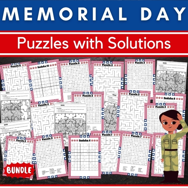 Memorial Day | Flag day Puzzles With Solutions - Fun End of the year ...