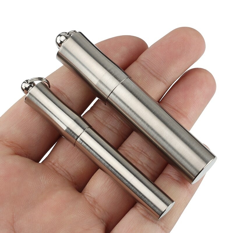 Titanium Tube Waterproof Canister Pill Storage Bottles Pill EDC Pendant ...
