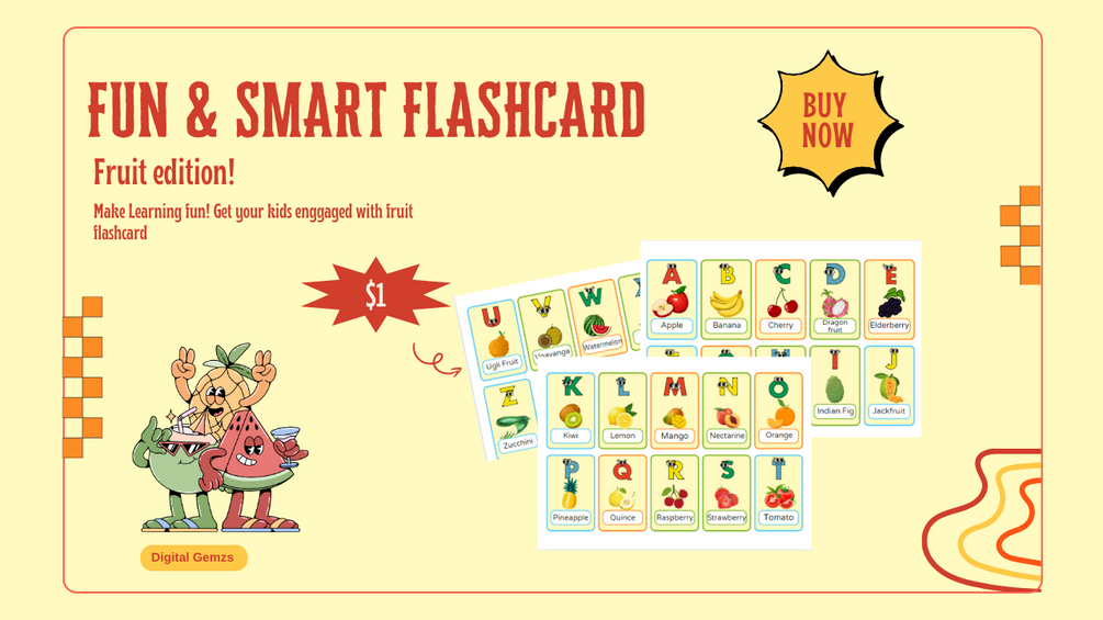 Fruit Alphabet Flashcards – Fun & Educational Learning for Kids!