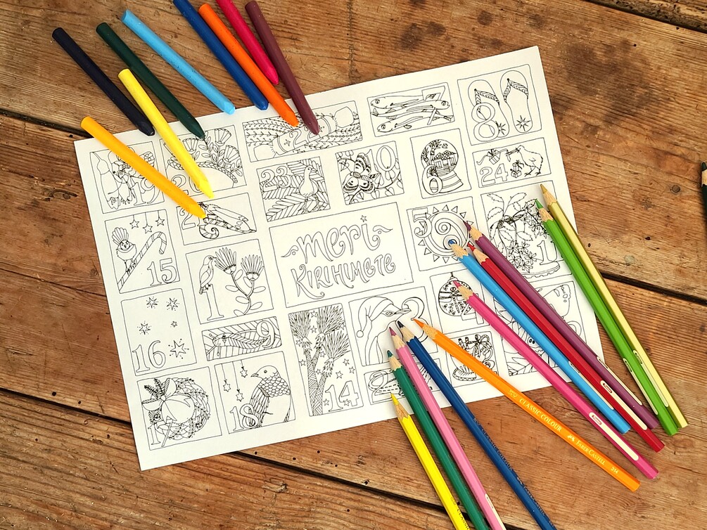Advent Colouring Calendar: New Zealand Wildlife