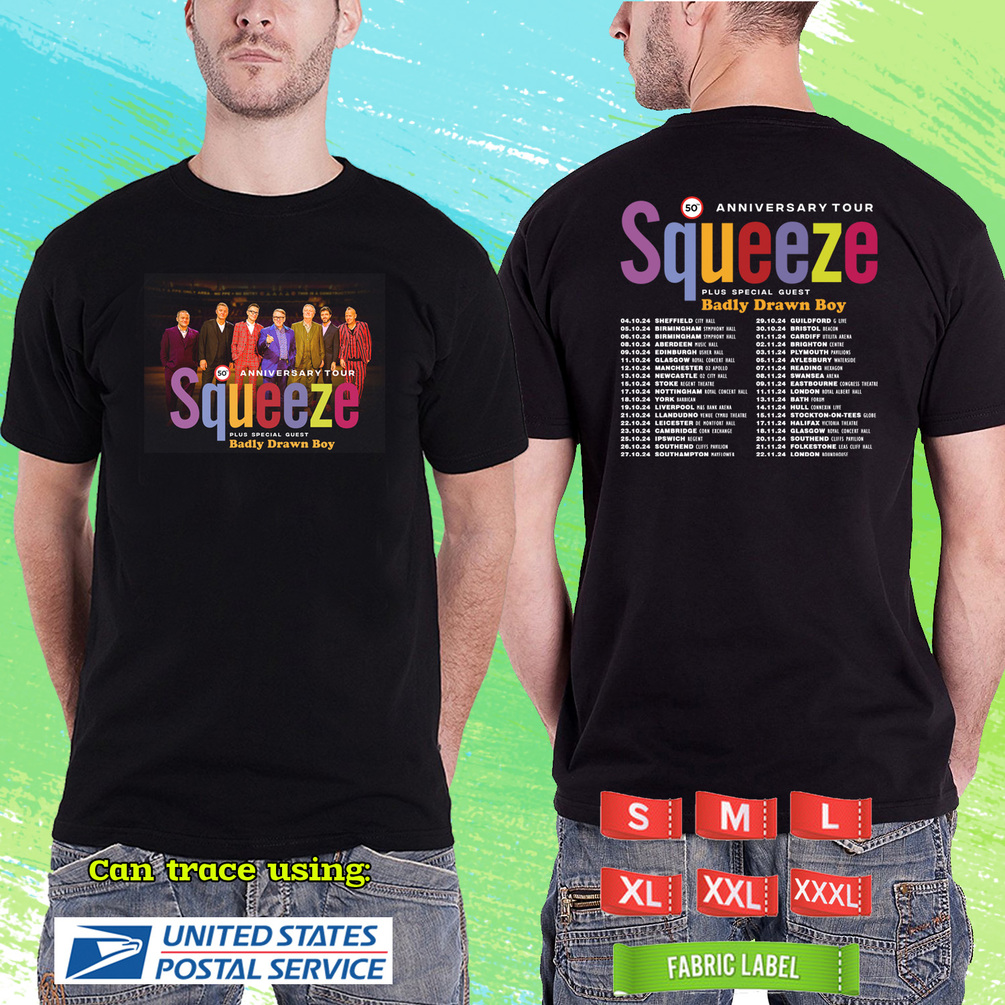 SQUEEZE UNITED KINGDOM TOUR 2024.SQUEEZE TOUR. SQUEEZE. UNISEX BLACK ...